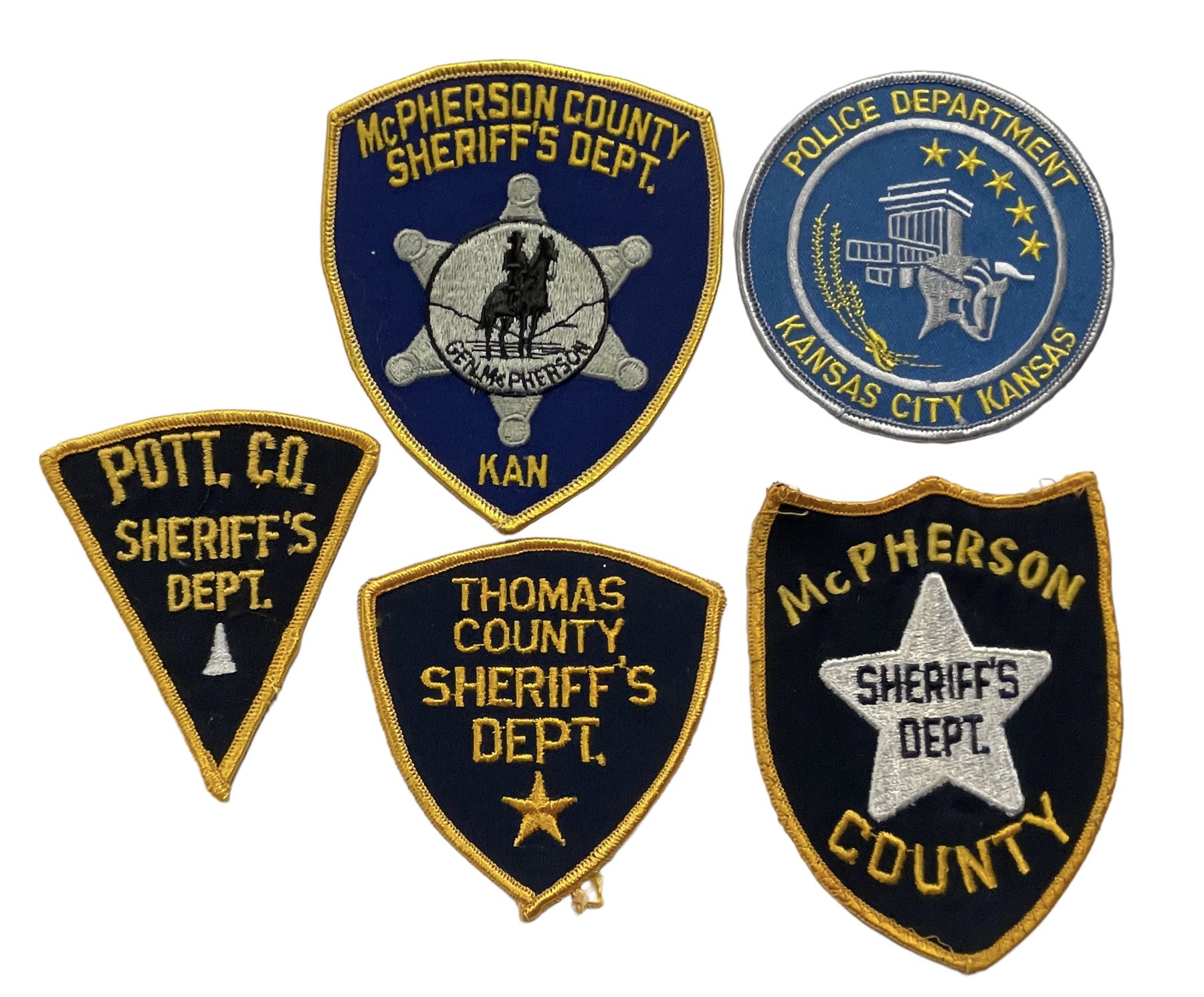 Lot of 5 Kansas State USA Police Patches