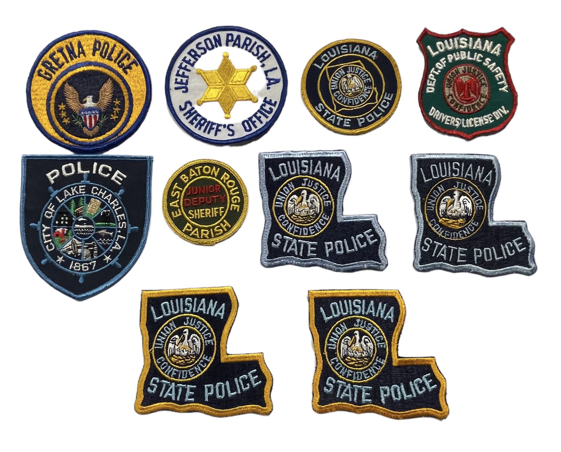 Lot of 10 Louisiana State Police Patches