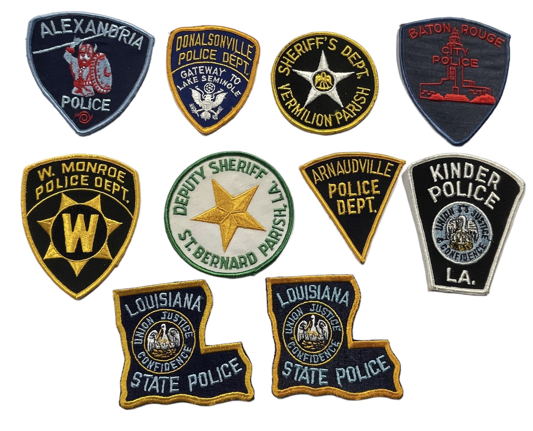 Lot of 10 Louisiana State Police Patches