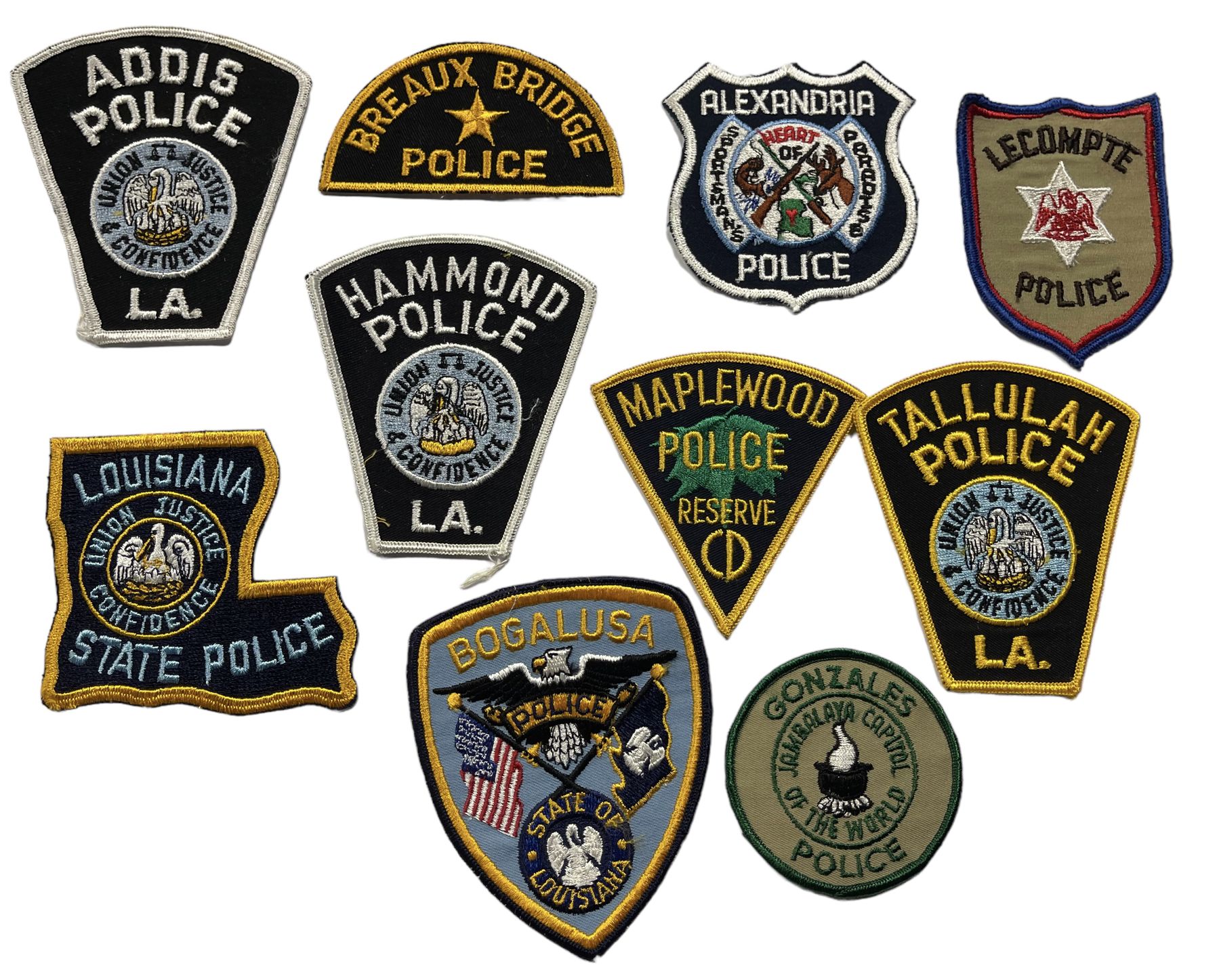Lot of 10 Louisiana State Police Patches