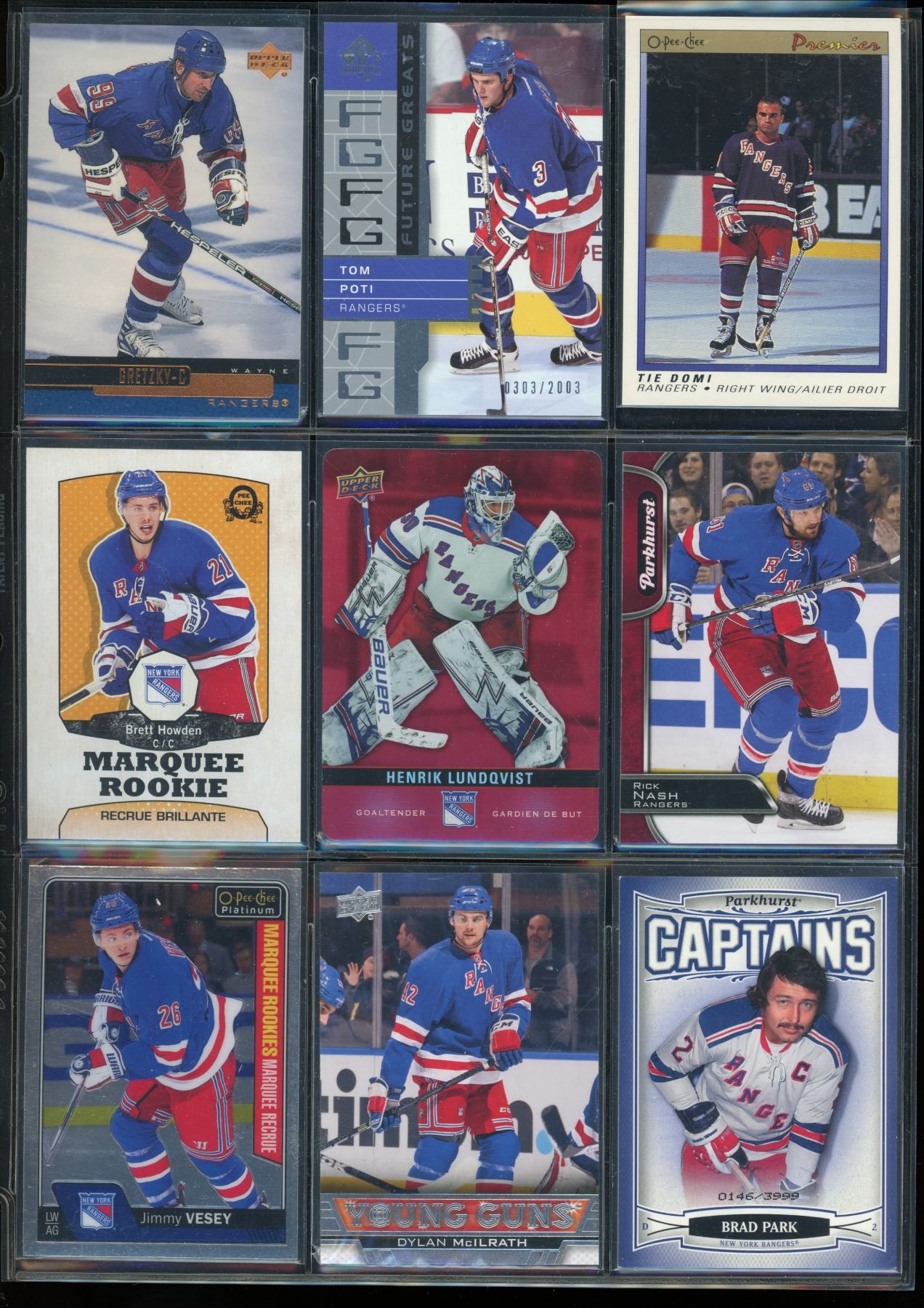9 NHL New York Rangers Rookie & Insert Cards