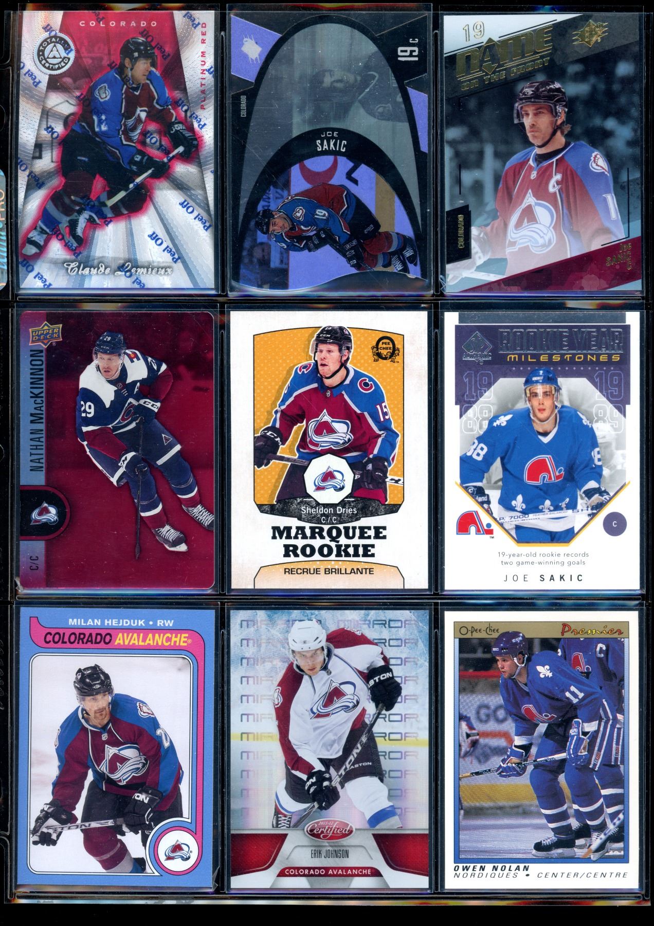 9 NHL Colorado Avalanche Rookie & Insert Cards