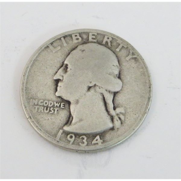 1934 USA Silver 25 Cent Coin