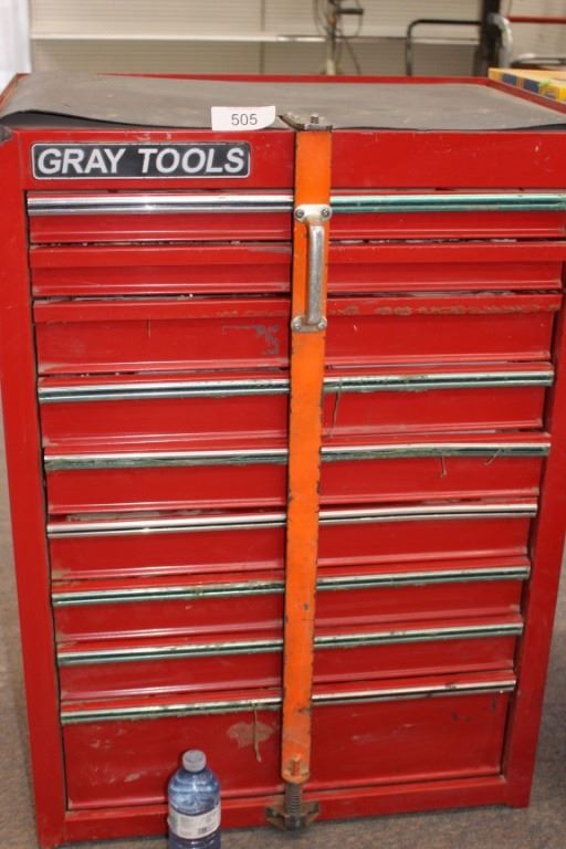 Gray Tools toolbox w/ electrical supplies