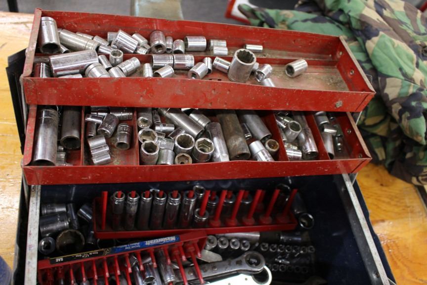 Toolbox, assorted sockets, wrenches