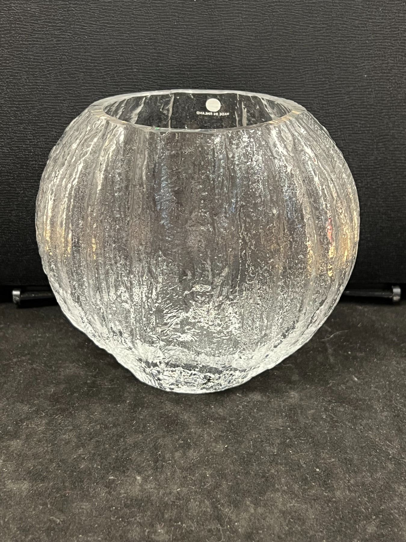 iittala Timo Sarpaneva Signed Textured Art Glass Vase - Finnish Mid ...