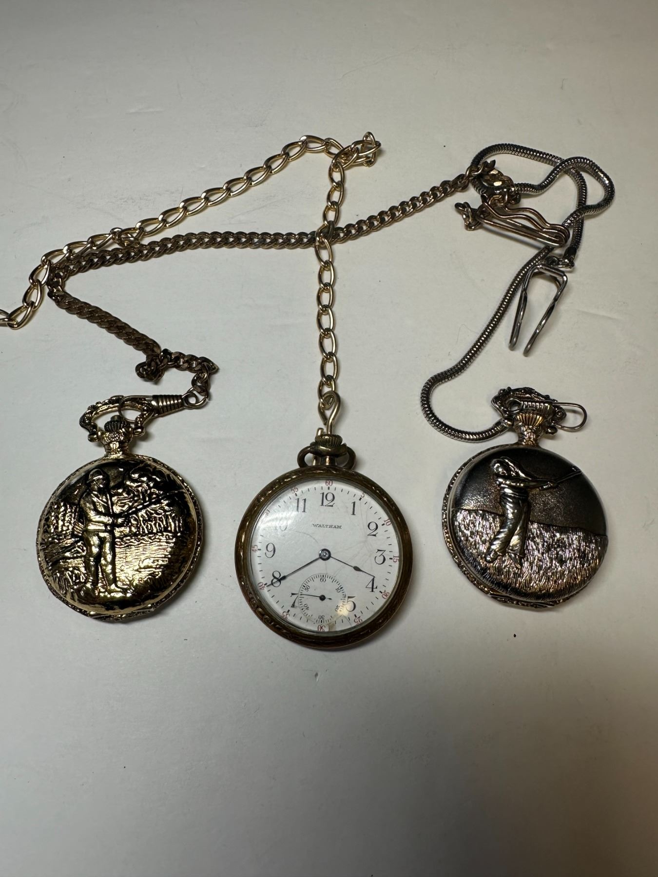3 Vintage Pocket Watches - Waltham / Chiral / Aviva - see description ...