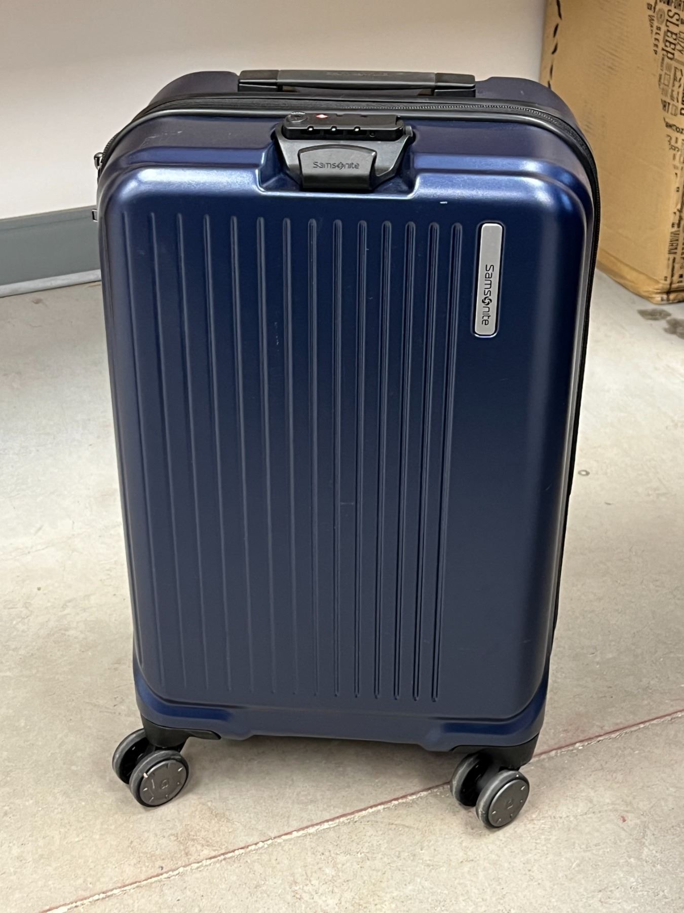 Blue Samsonite Carry-On Travel Hard Shell Suitcase - light use, see ...