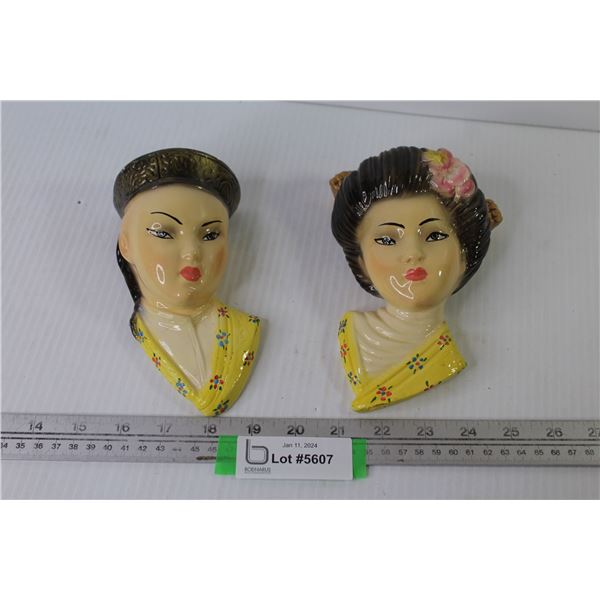 Asian Chalkware Heads Bodnarus Auctioneering