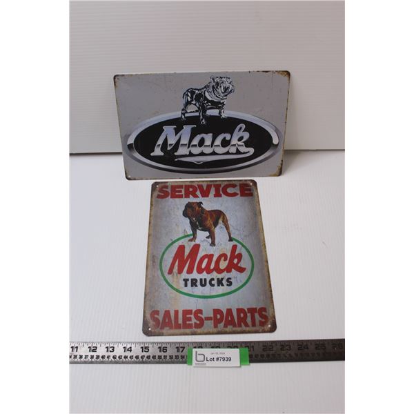 2 Metal Mack Truck Signs Bodnarus Auctioneering