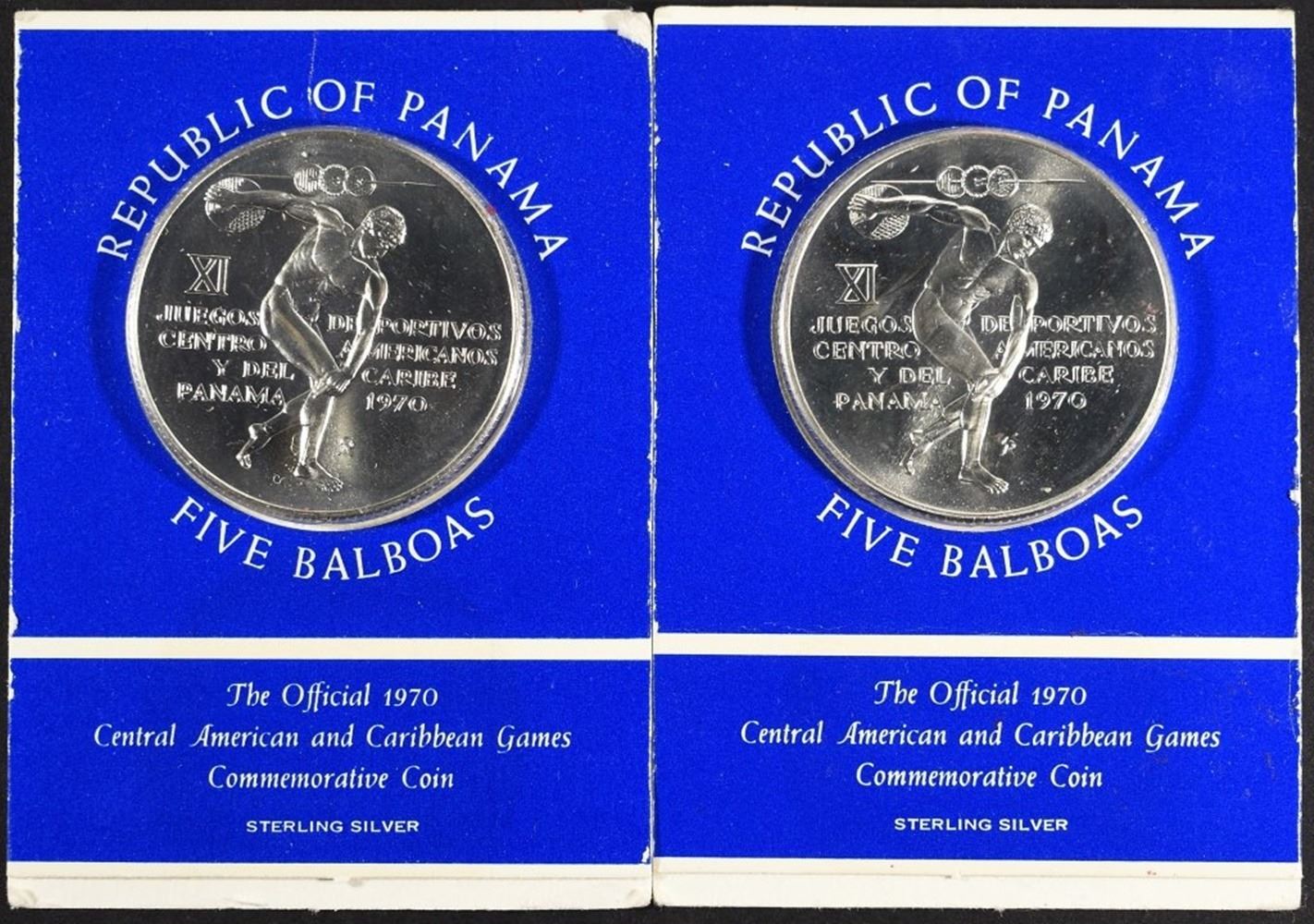 (2) 1970 PANAMA 5 BALBOA SILVER OLYMPIC COIN
