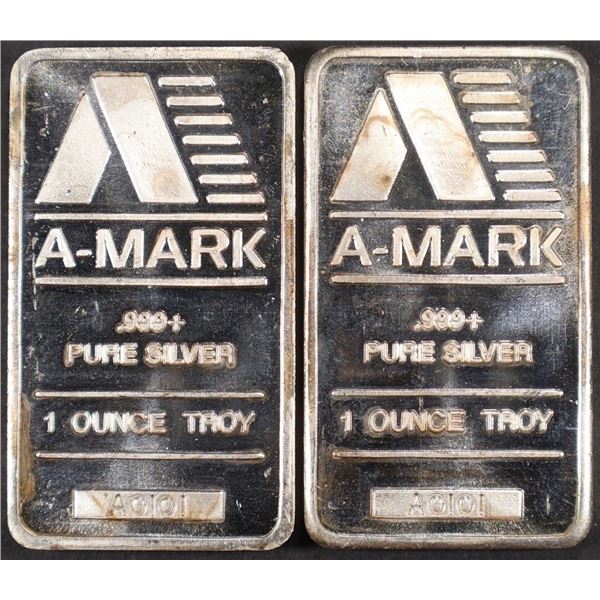 (2) 1 OZ .999 SILVER A-MARK BARS