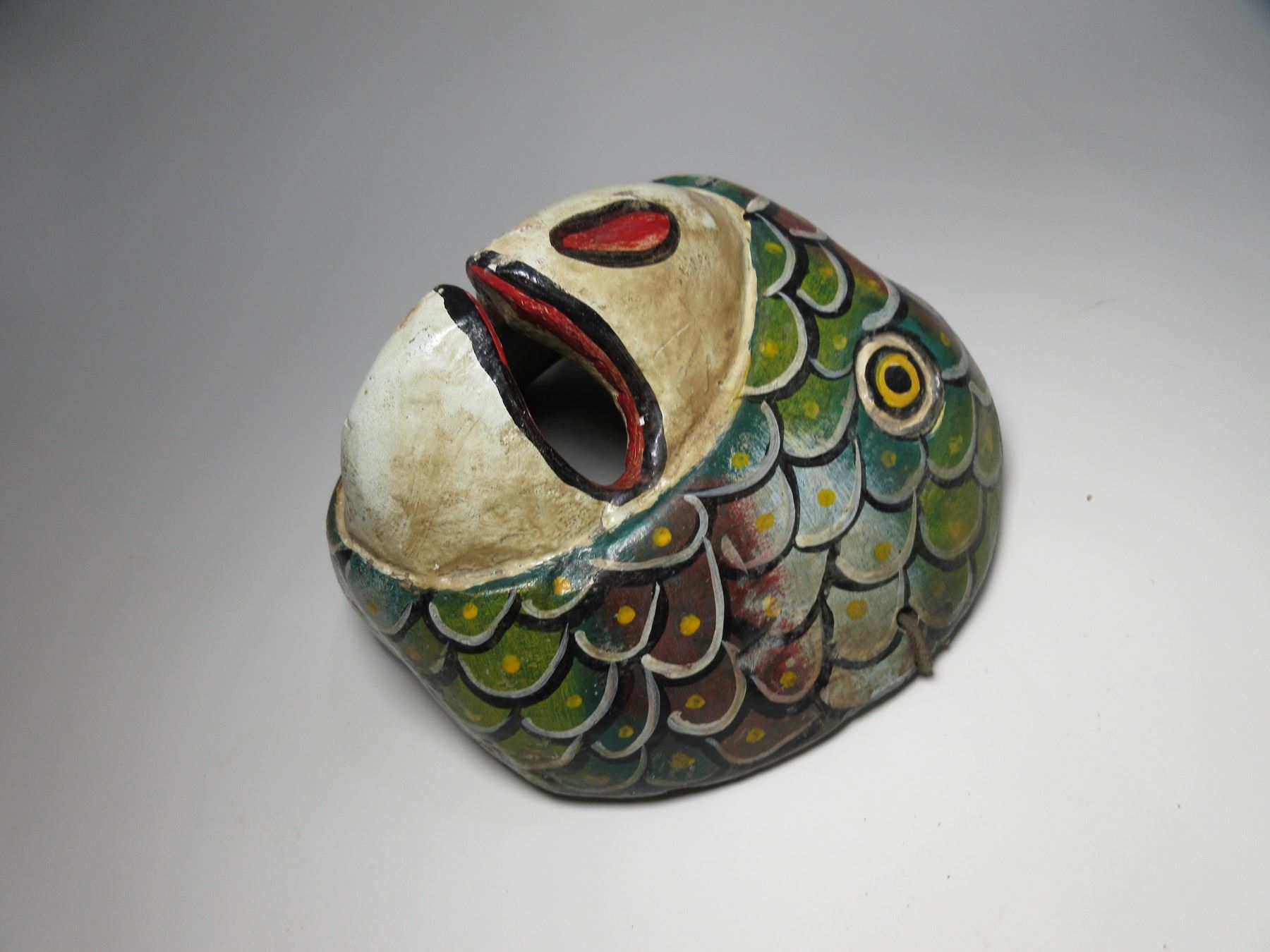 Antique Polychrome Native Carved Wooden Bird Mask- 8.5"