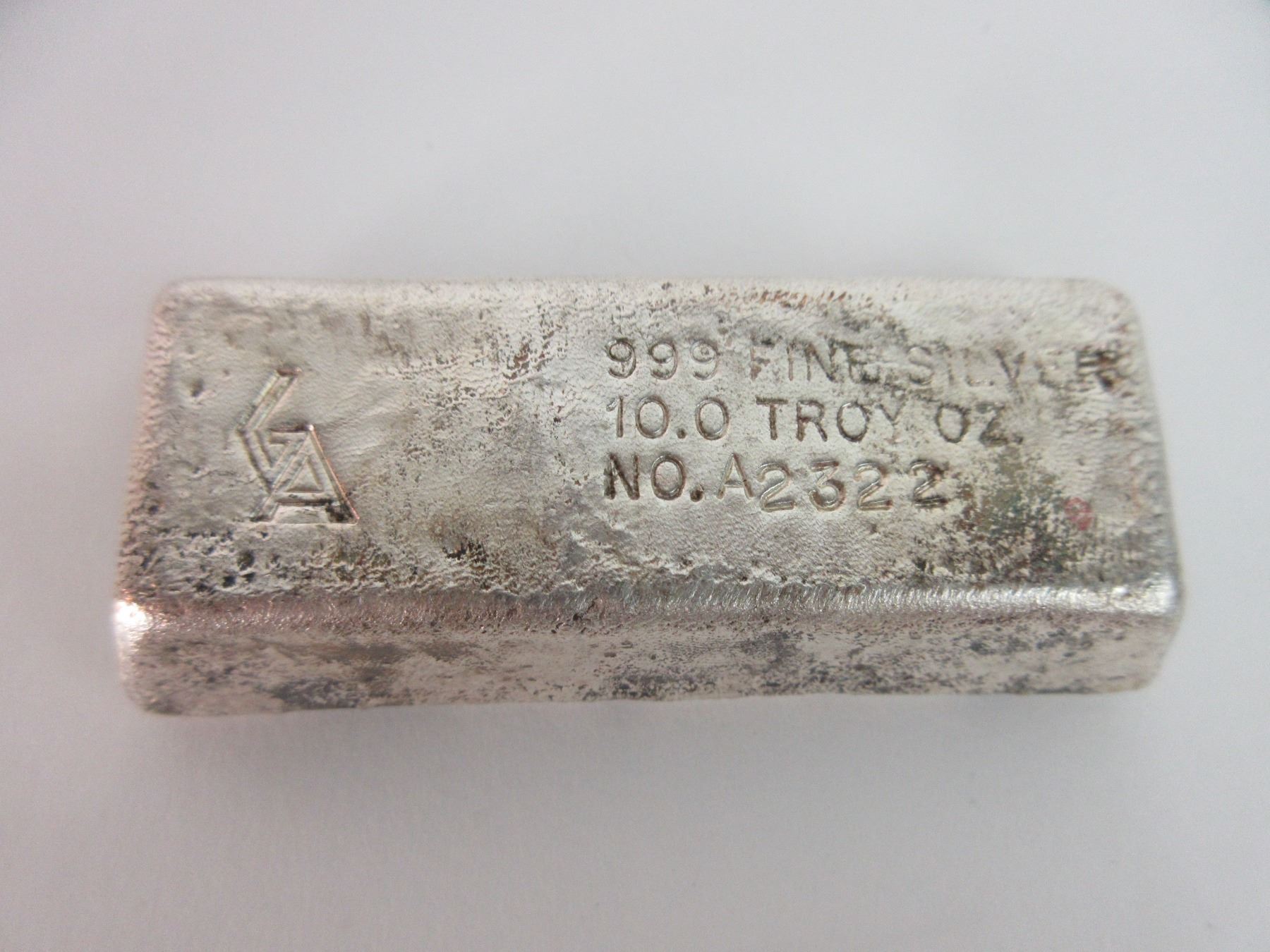 Golden Analytical (GA) 10 OZ Silver Bar- .999 Fine Silver- No 2322