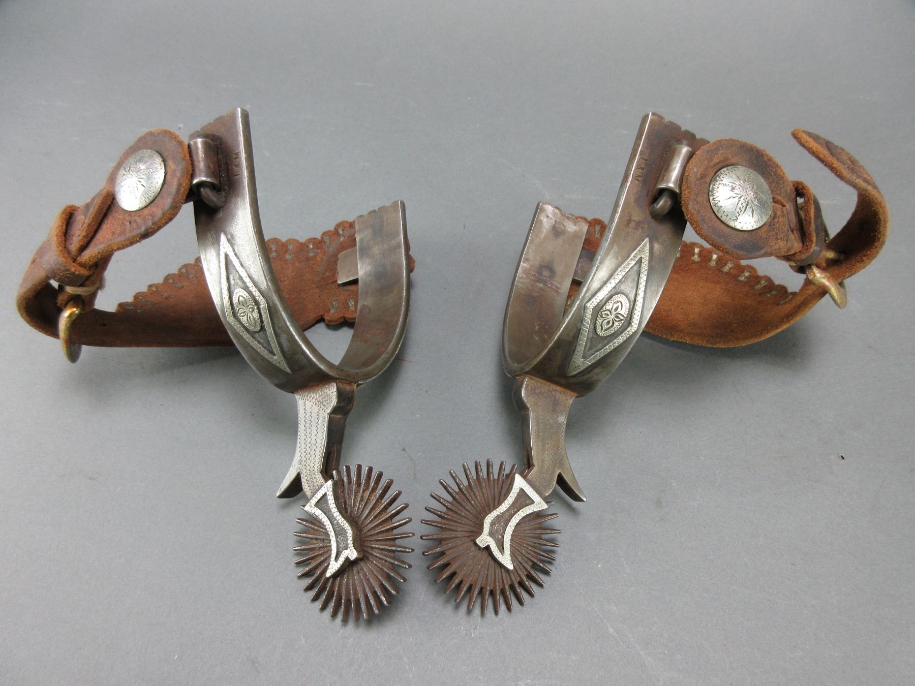 Marked L+M Silver And Brass Double Mounted Overlaid Lady Leg Spurs- 1.1 ...