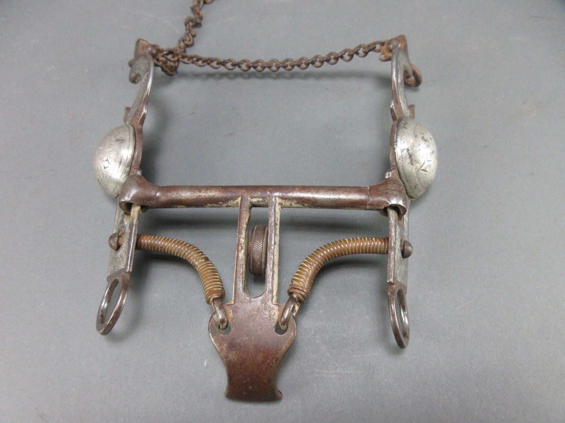 Marked GS Garcia Elko Nev Silver Inlaid Bit- Carmel Cheek- Spanish ...