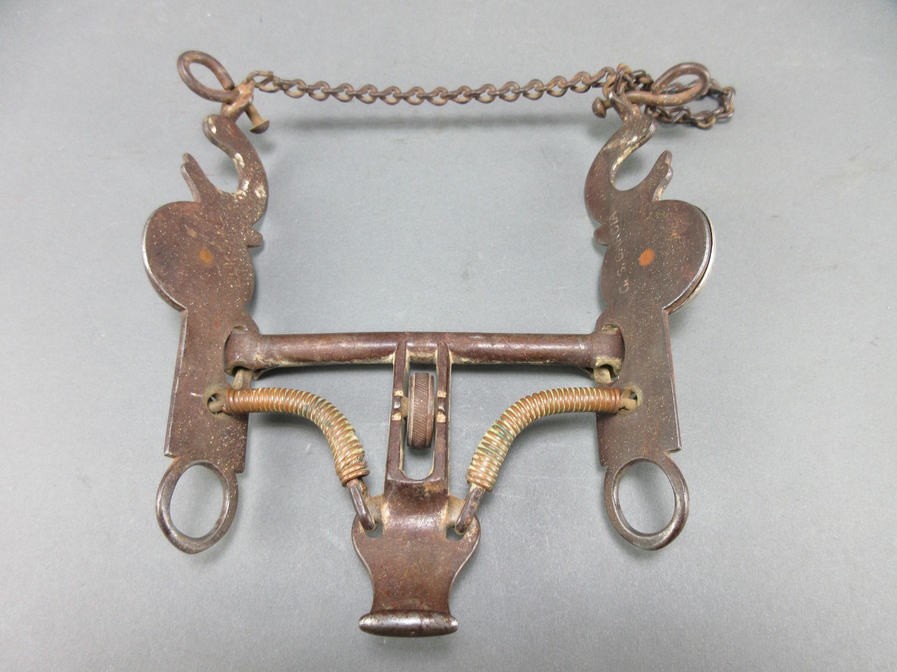 Marked GS Garcia Elko Nev Silver Inlaid Bit- Carmel Cheek- Spanish ...