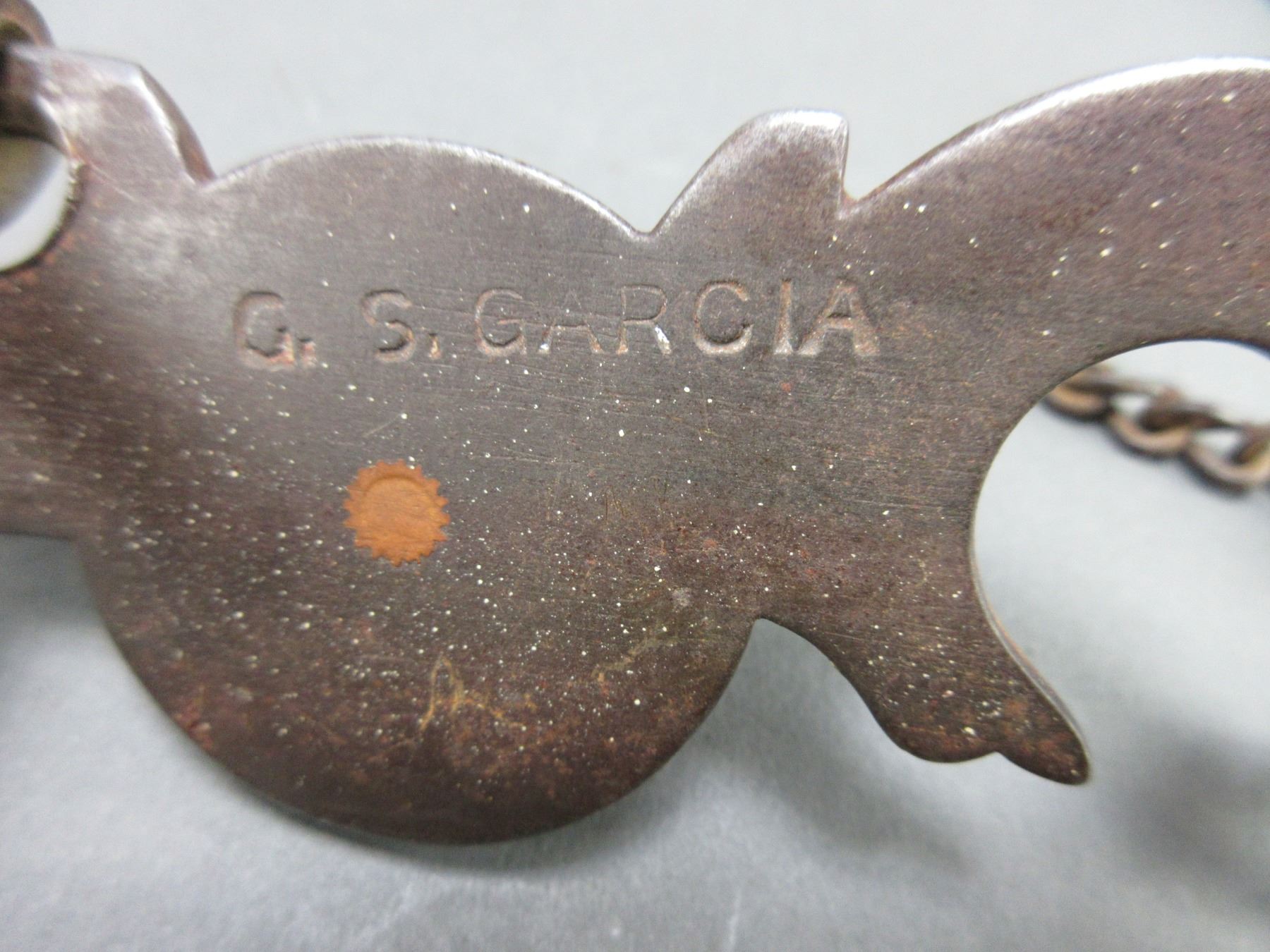 Marked GS Garcia Elko Nev Silver Inlaid Bit- Carmel Cheek- Spanish ...