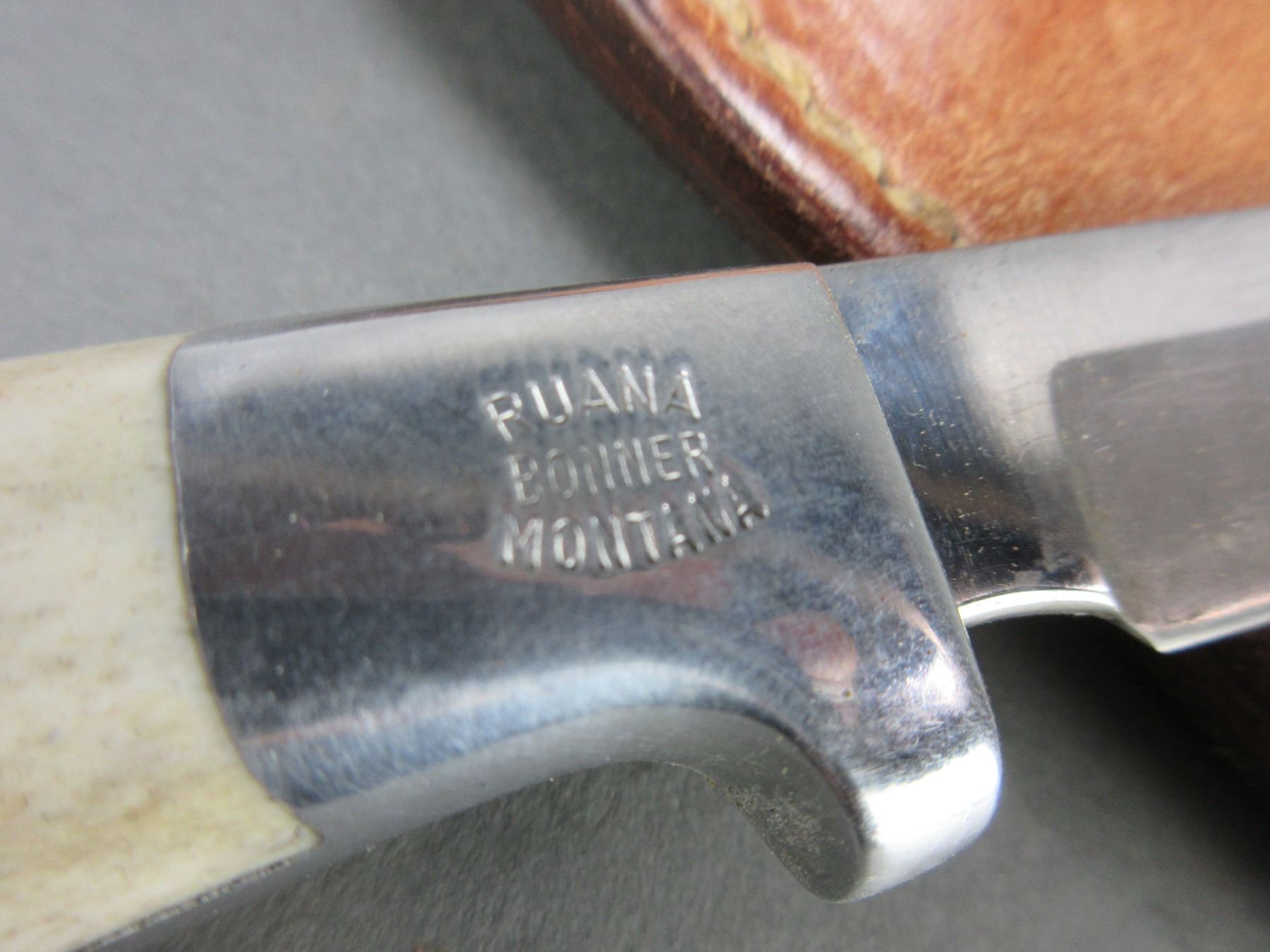 Marked Ruana Bonner Montana Knife- Original Sheath- DJS Initials- 4 ...