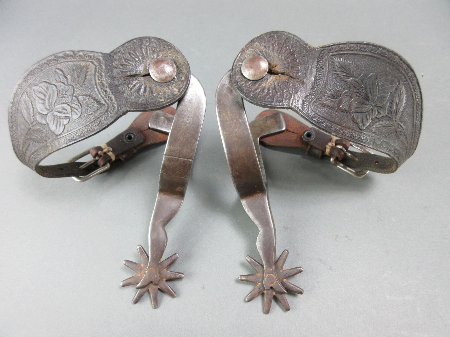 Marked Kelly Bros Silver And Brass Overlaid Lady Leg Spurs- .75" Bands ...