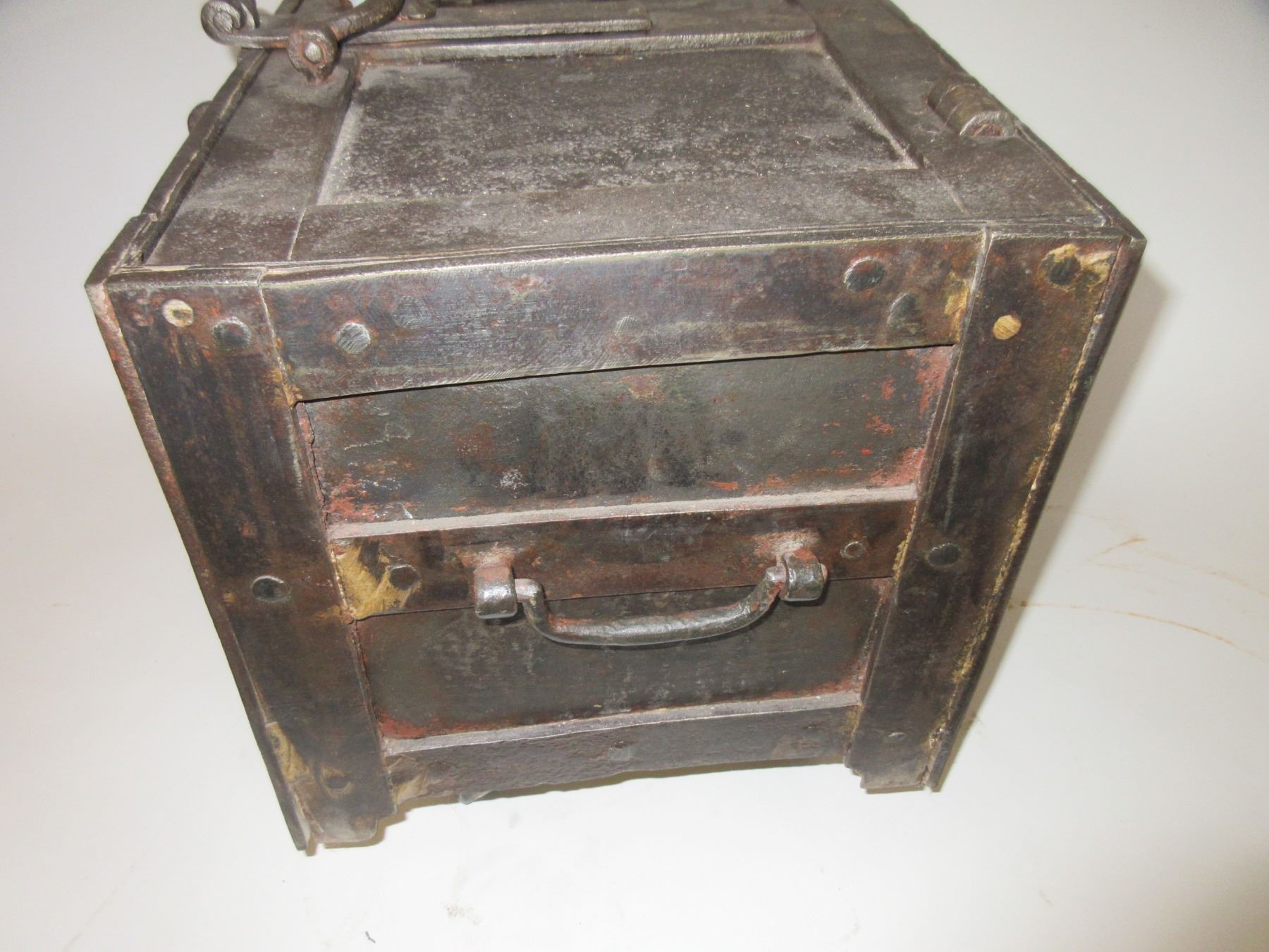 Old Stagecoach Strong Box With Key- Handles- 21"W X 12.5"H X 14"D