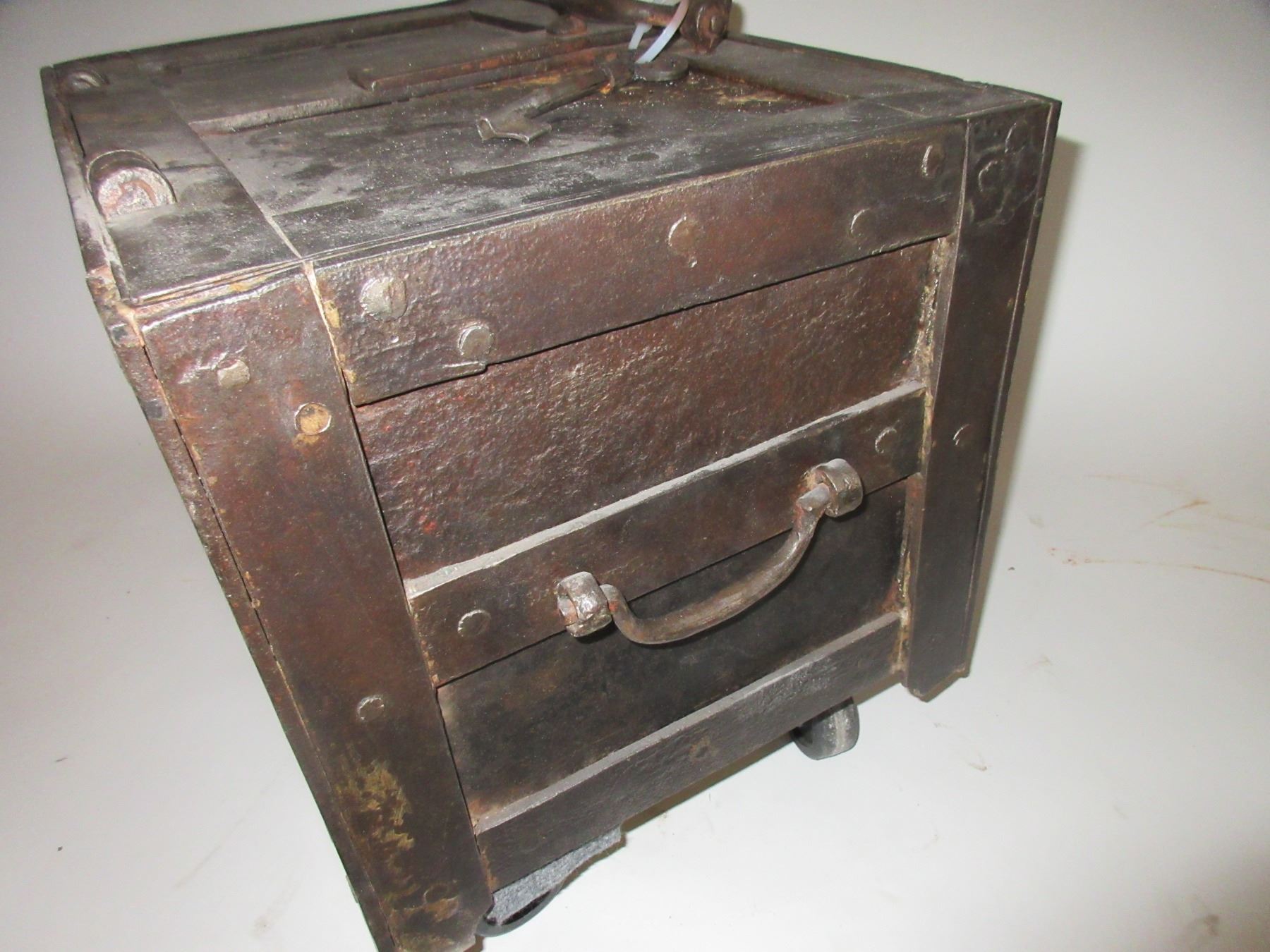 Old Stagecoach Strong Box With Key- Handles- 21"W X 12.5"H X 14"D