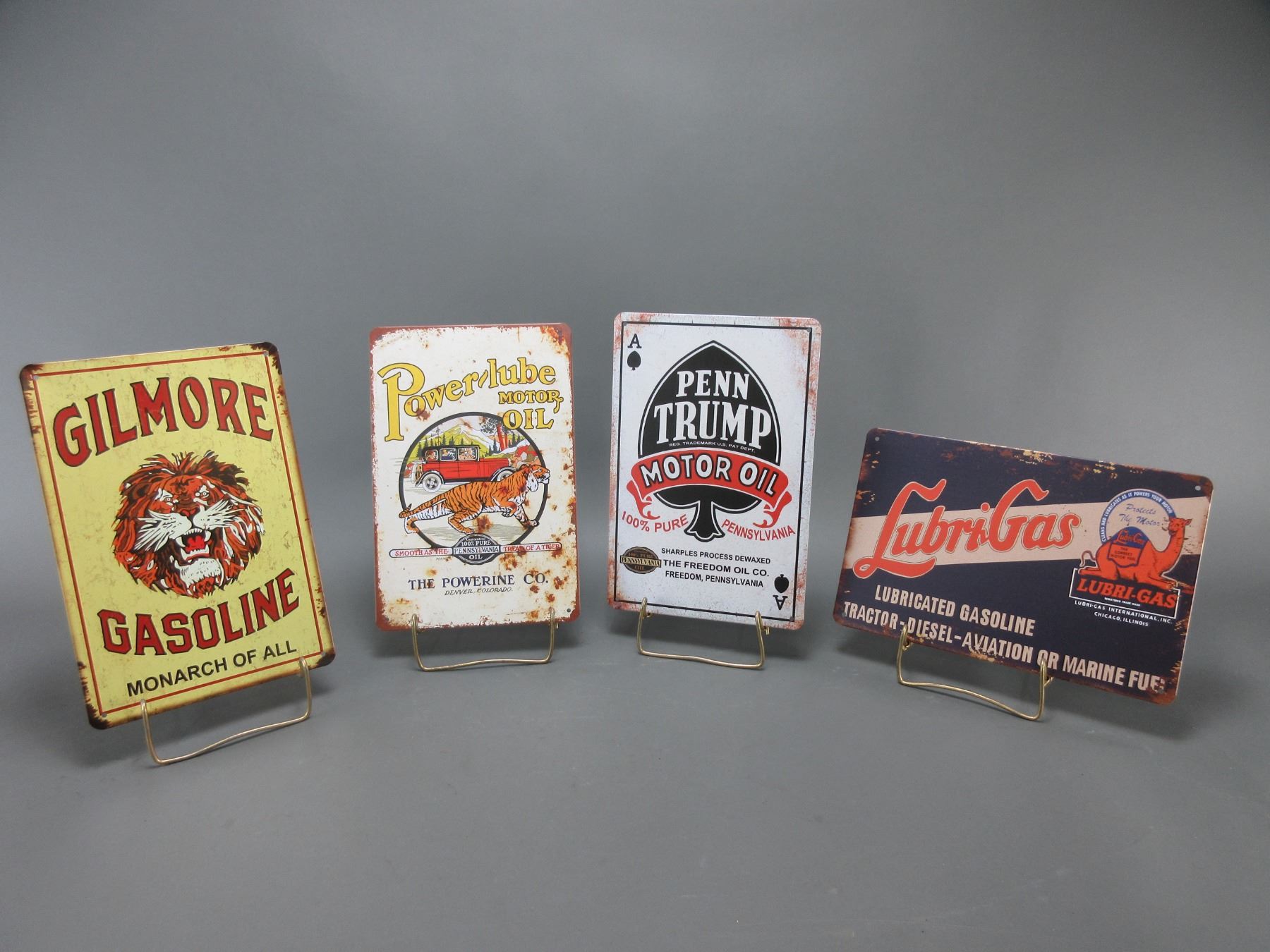4 New Tin Oil Signs- 12" X 8"