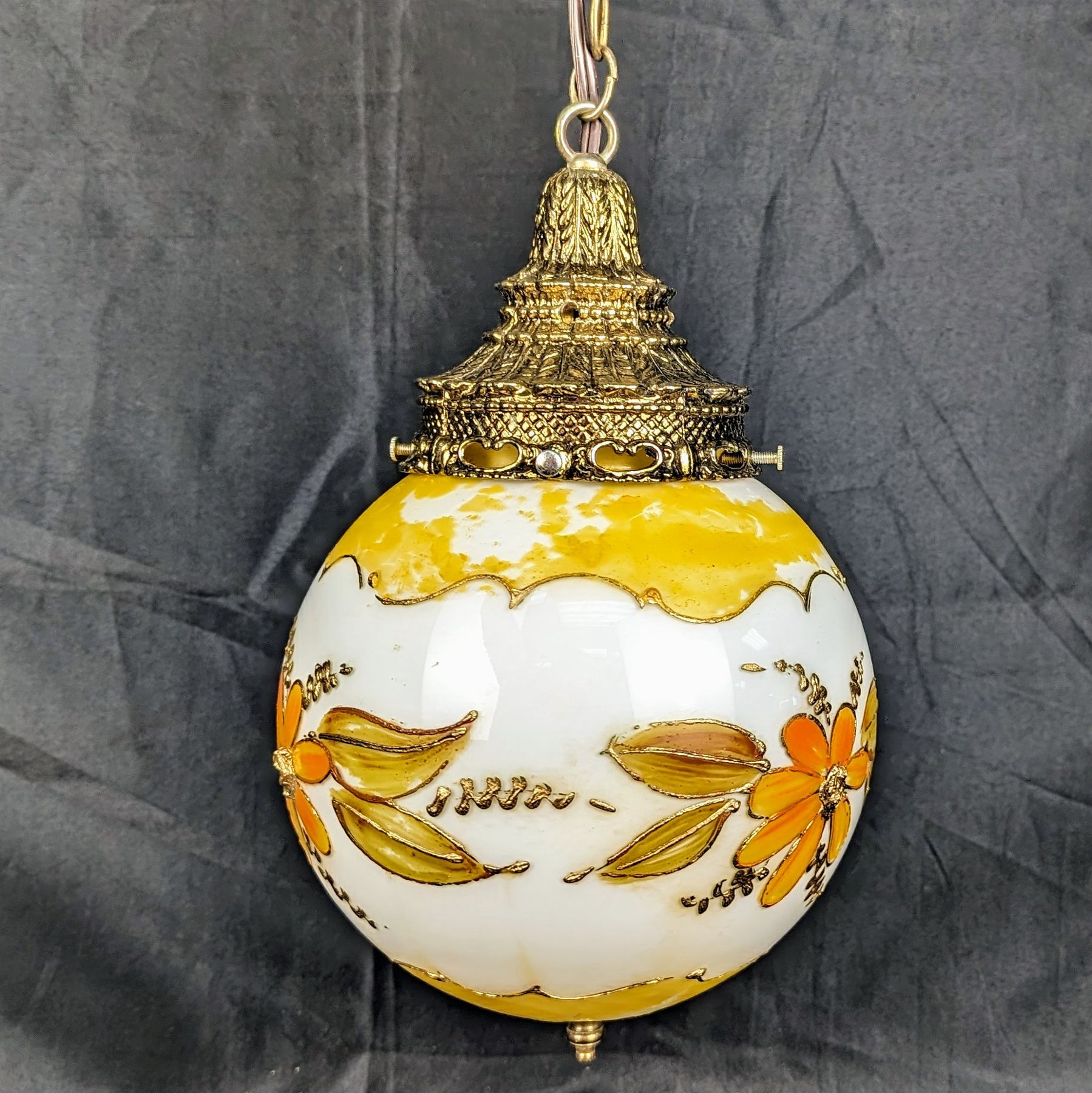 Vintage Hand Painted Swag Lamp