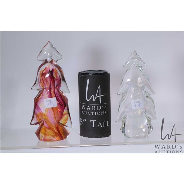 Two Artist Signed Hand Made Glass Christmas Trees Including 7 And 8