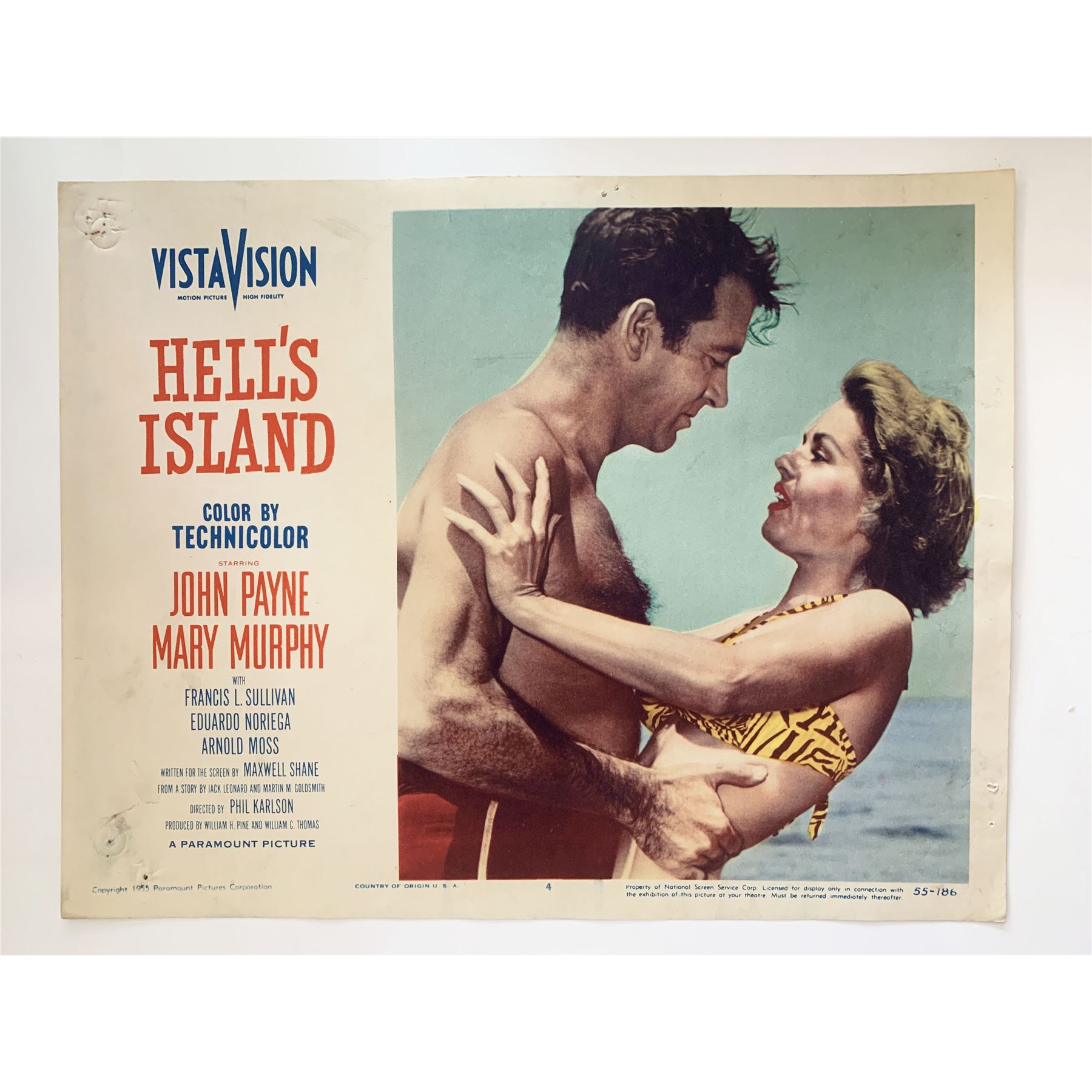 Hell's Island original 1955 vintage lobby card