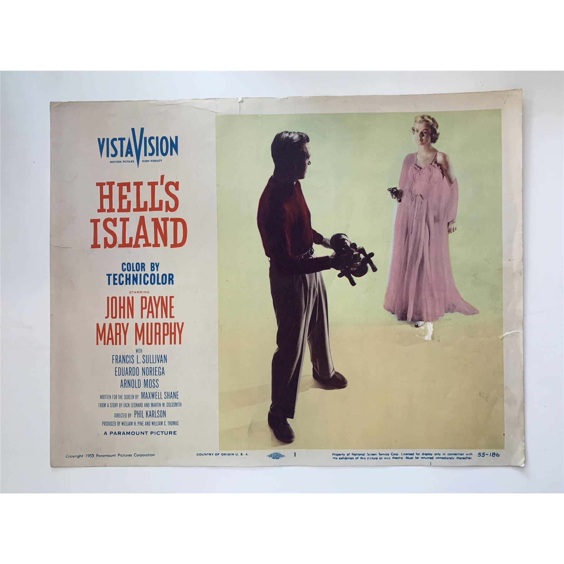 Hell's Island original 1955 vintage lobby card
