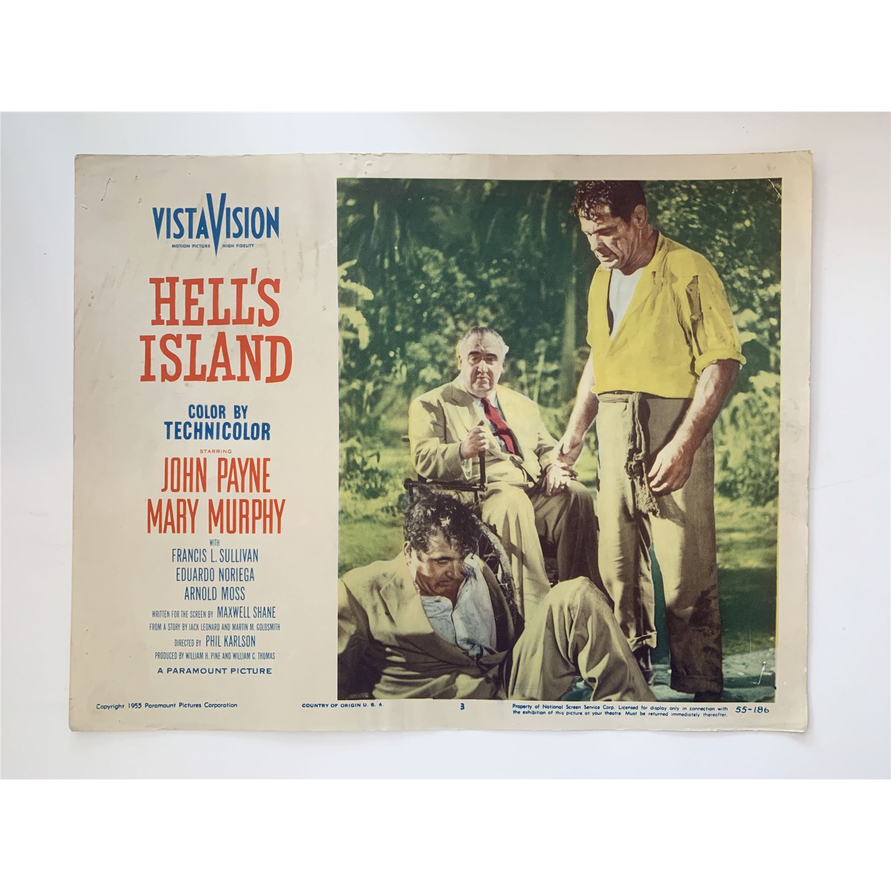 Hell's Island original 1955 vintage lobby card