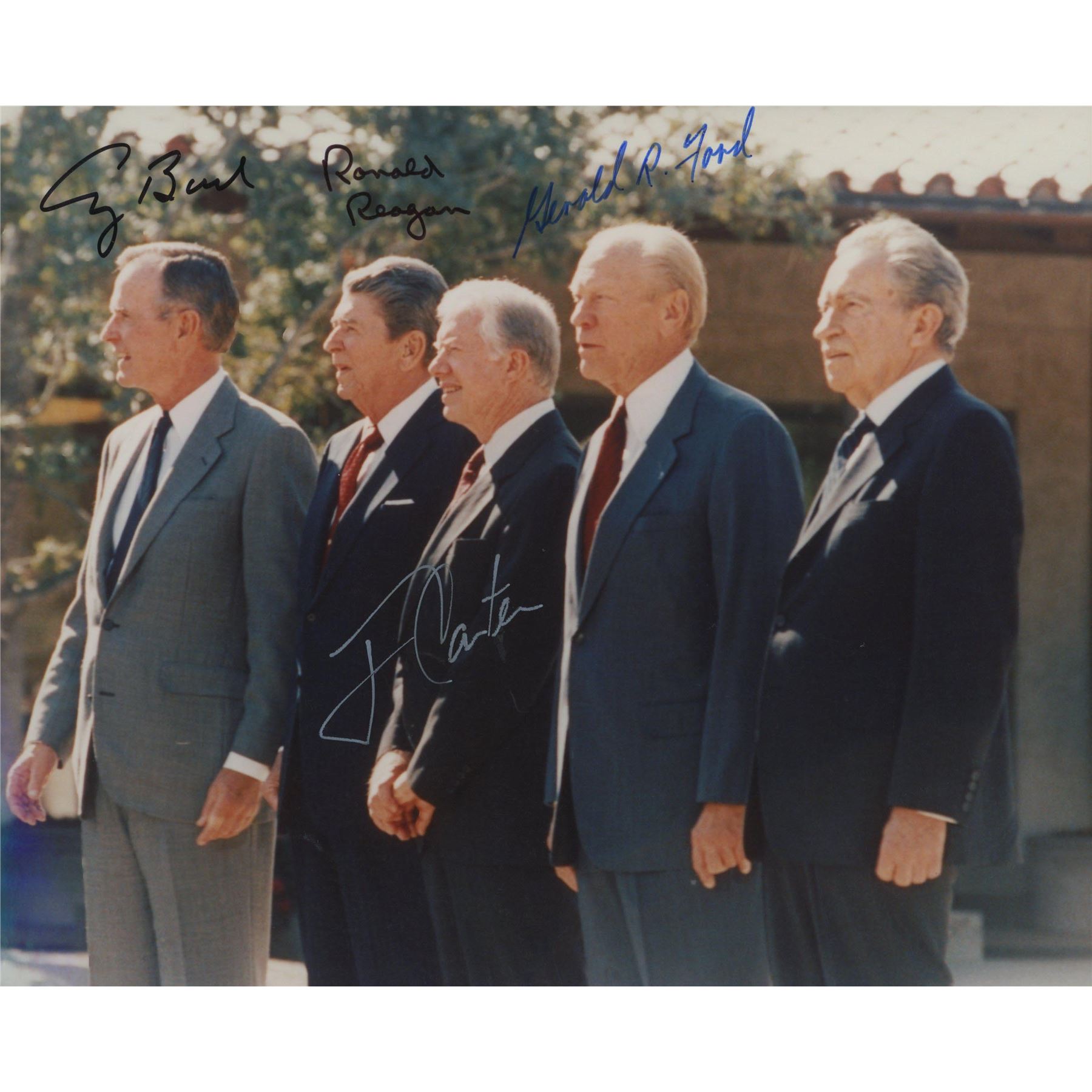 5 American Presidents signed photo. GFA Authenticated