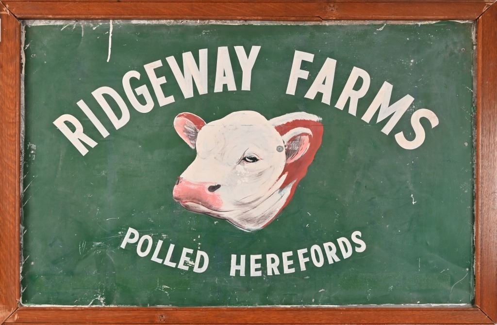 Ridgeway Farms Polled Herefords Painted Tin Sign