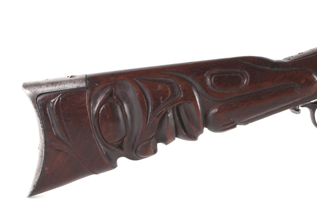 Pacific Northwest Carved Winchester 1873 .38 Rifle