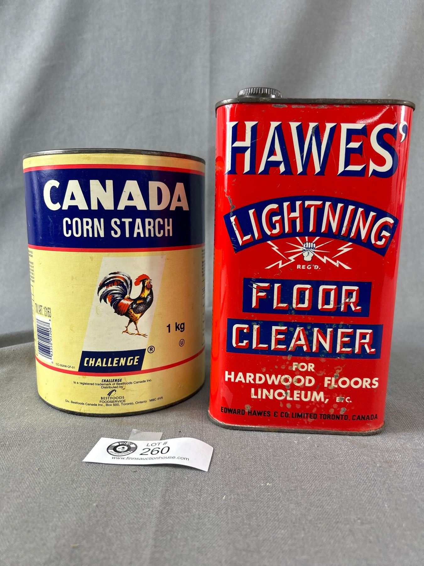 Vintage Composite Canada Corn Starch Container & Hawes' Lightening ...