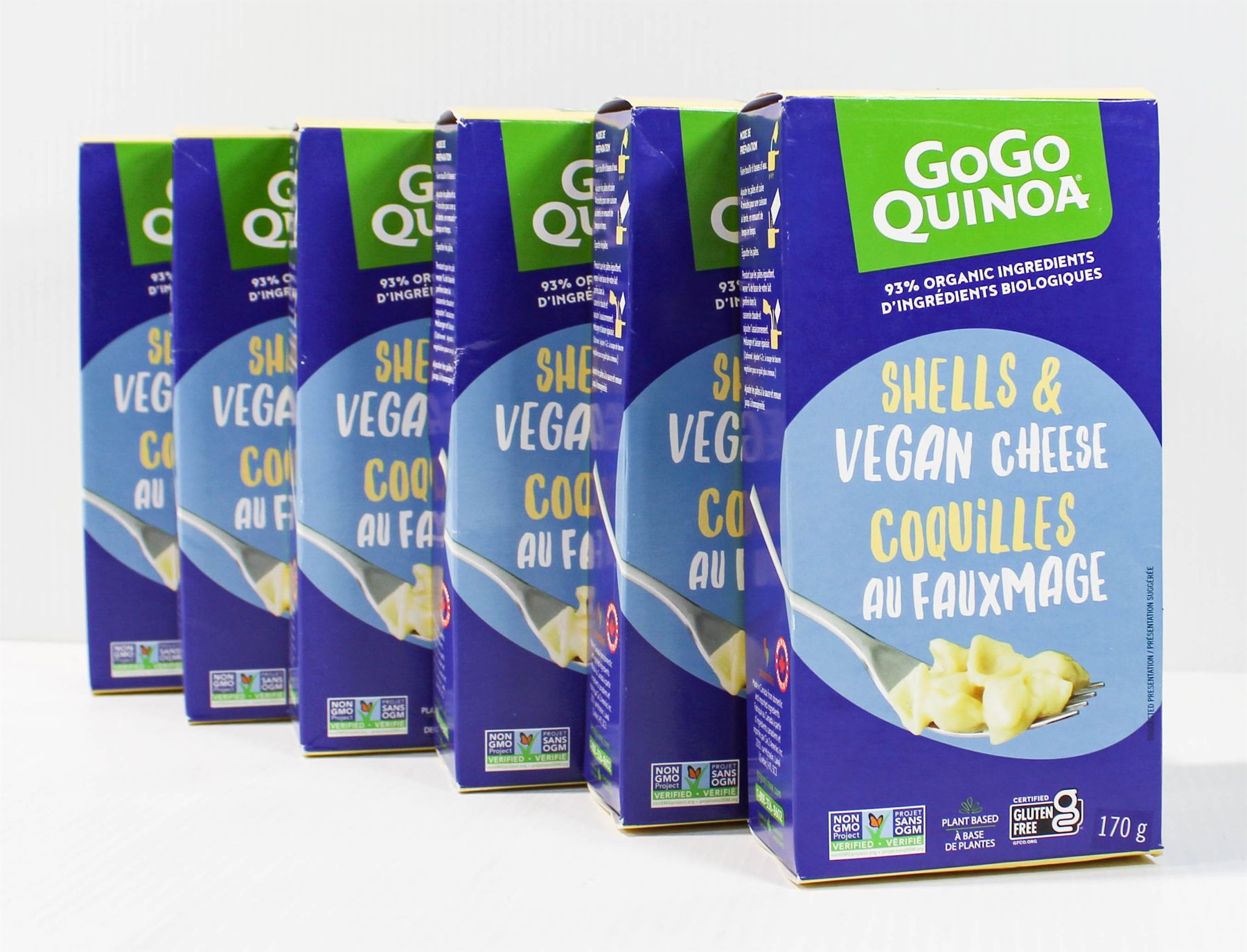 6 GOGO QUINOA SHELLS AND VEGAN CHEESE 170G
