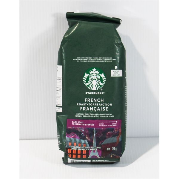 STARBUCKS FRENCH ROAST DARK ROAST COFFEE 340G WHOLE BEAN
