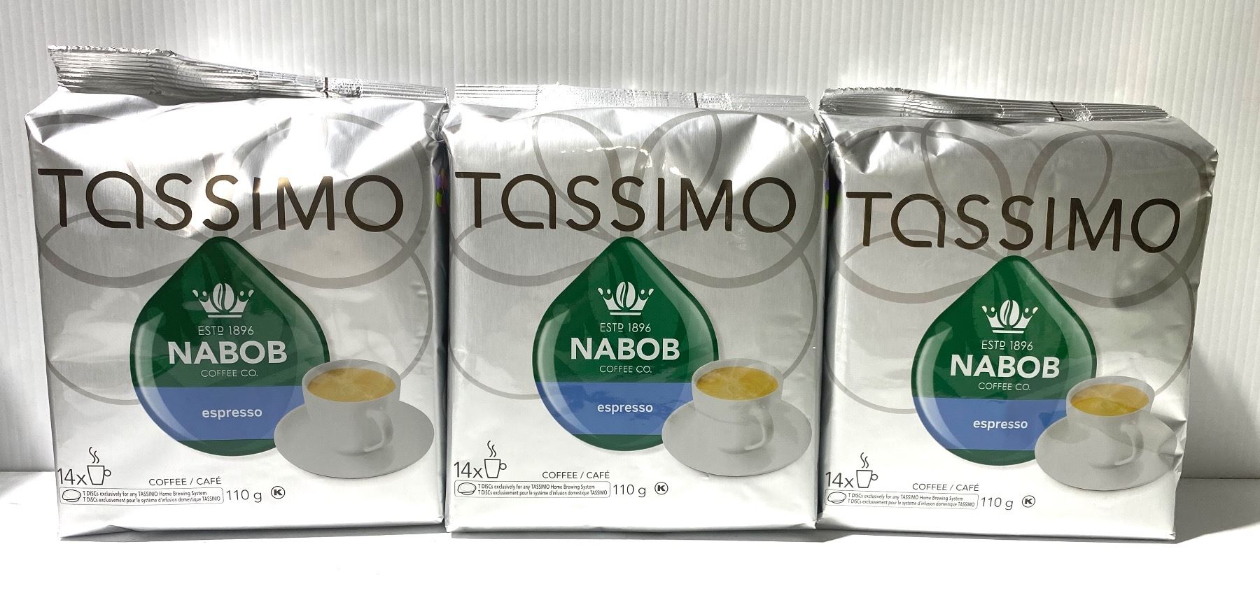 3PKS TASSIMO NABOB ESPRESSO COFFEE DISCS