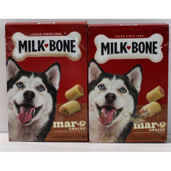 2 BOXES MILK BONE MARO DOG SNACKS 500 GM