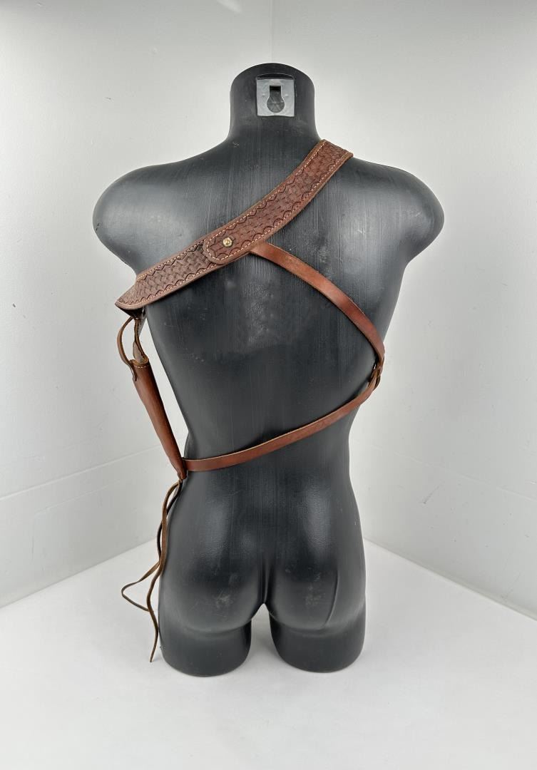 Tooled Leather Shoulder Holster Pistol Rig