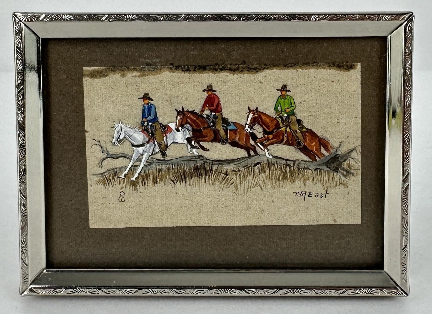 Barbara East Watercolor Painting of Cowboys