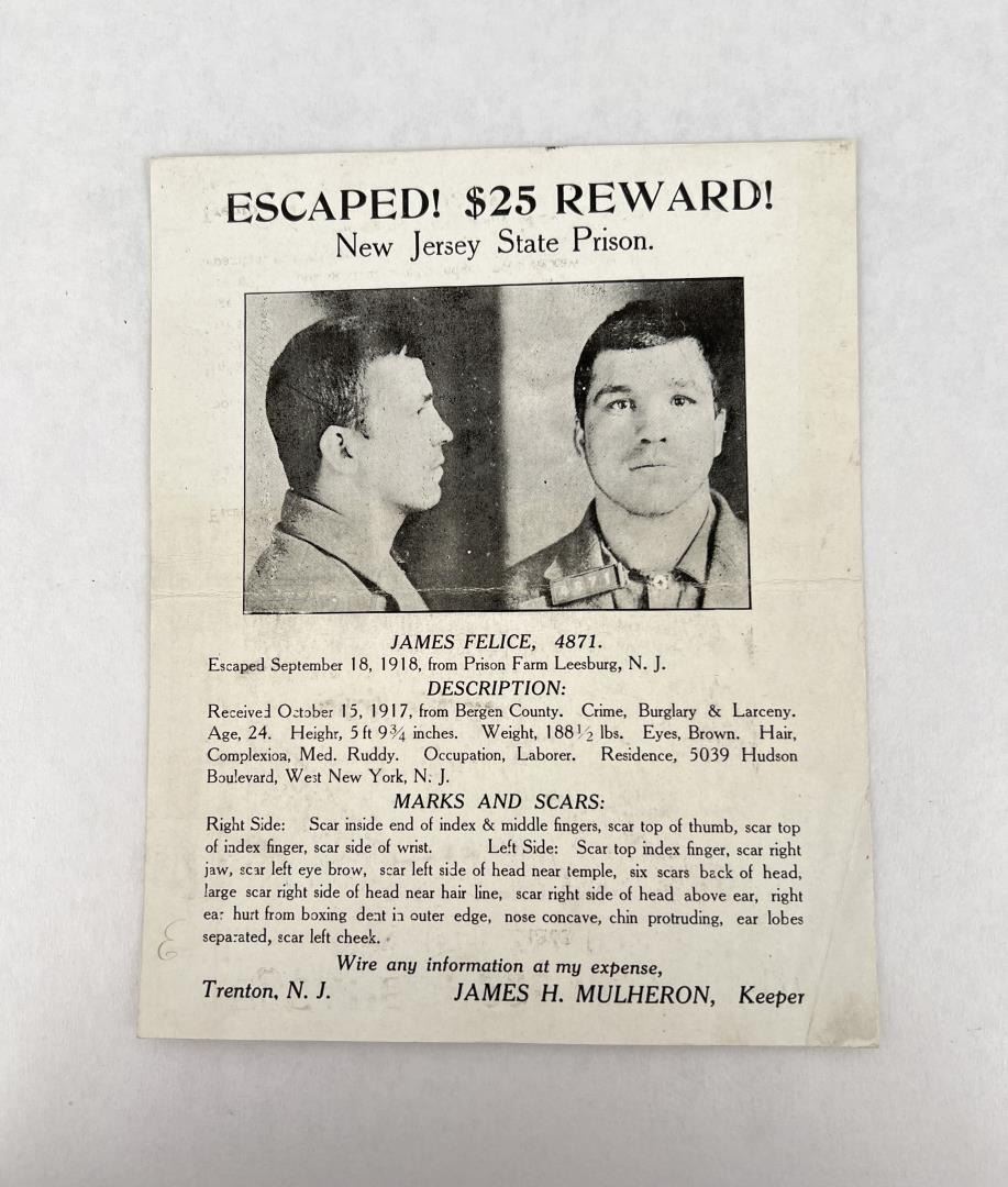 New Jersey Prison Reward Outlaw Bounty Poster