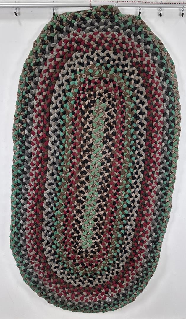 Antique Country Farm Table Braided Rag Rug