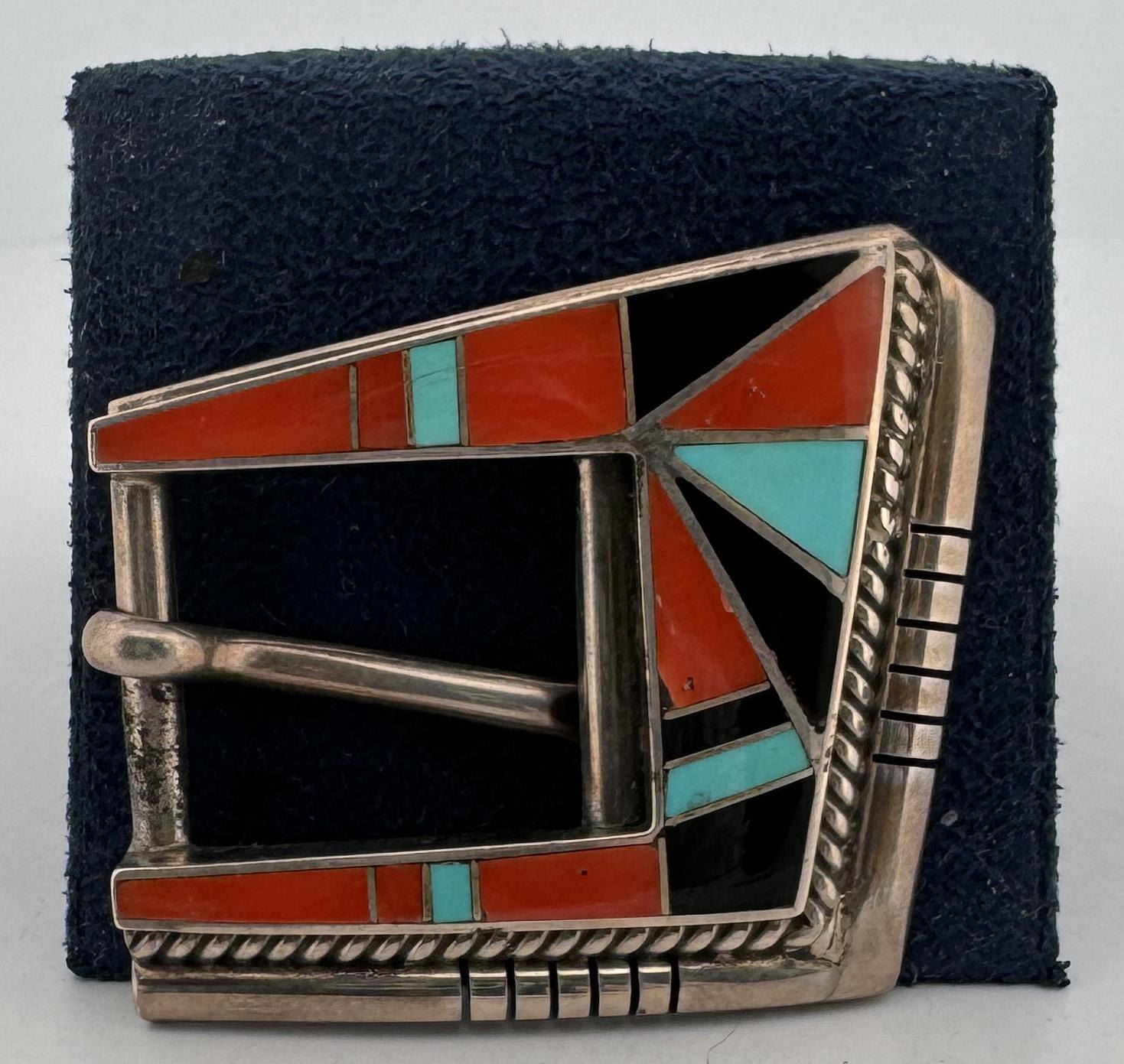 Tom David Navajo Sterling Silver Belt Buckle