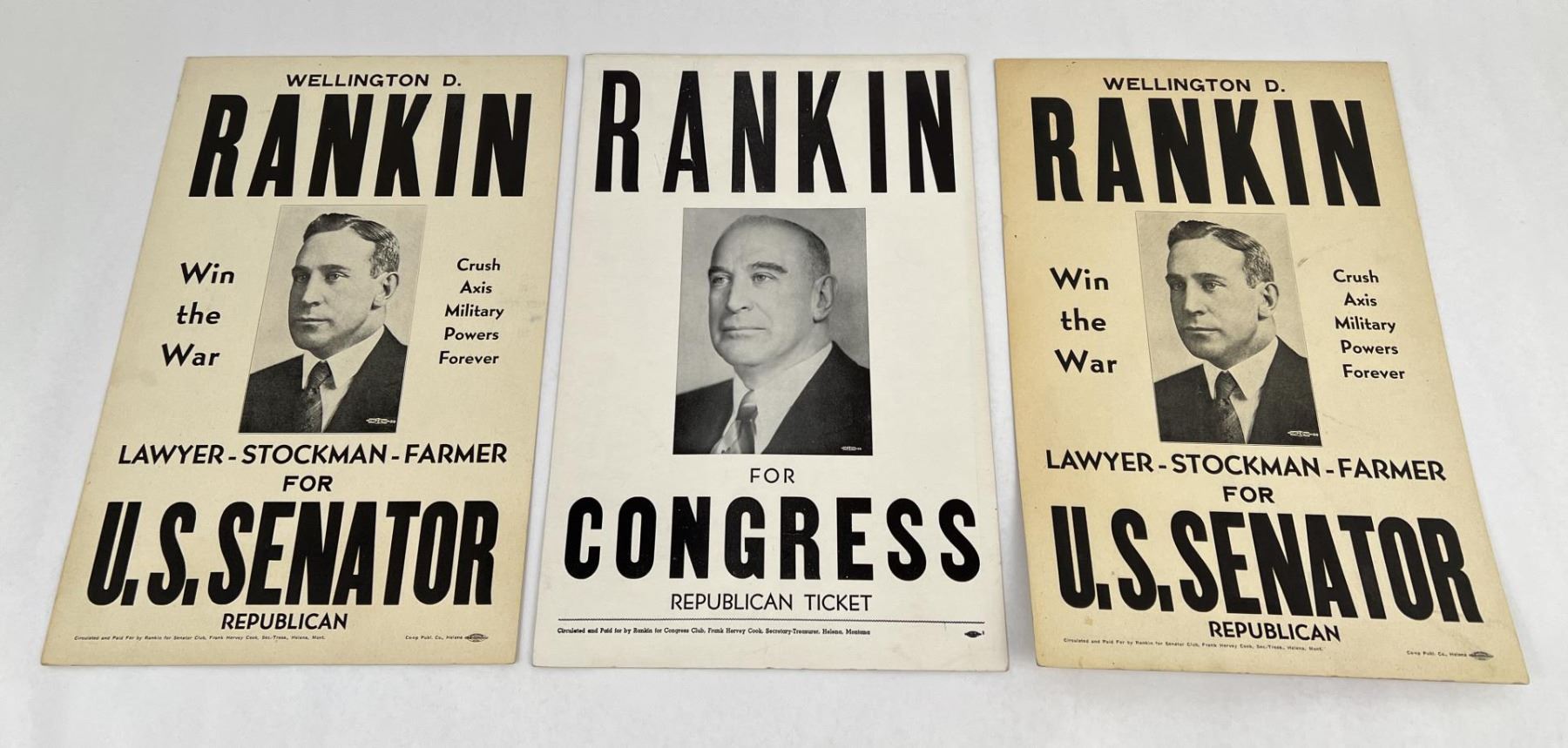 Wellington Rankin Montana Political Posters
