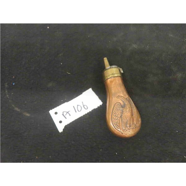 Black Powder Flask Copper Ornate With Eagle