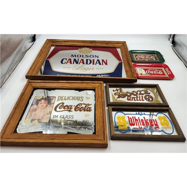 Vintage Bar Mirrors and Coca-Cola Trays