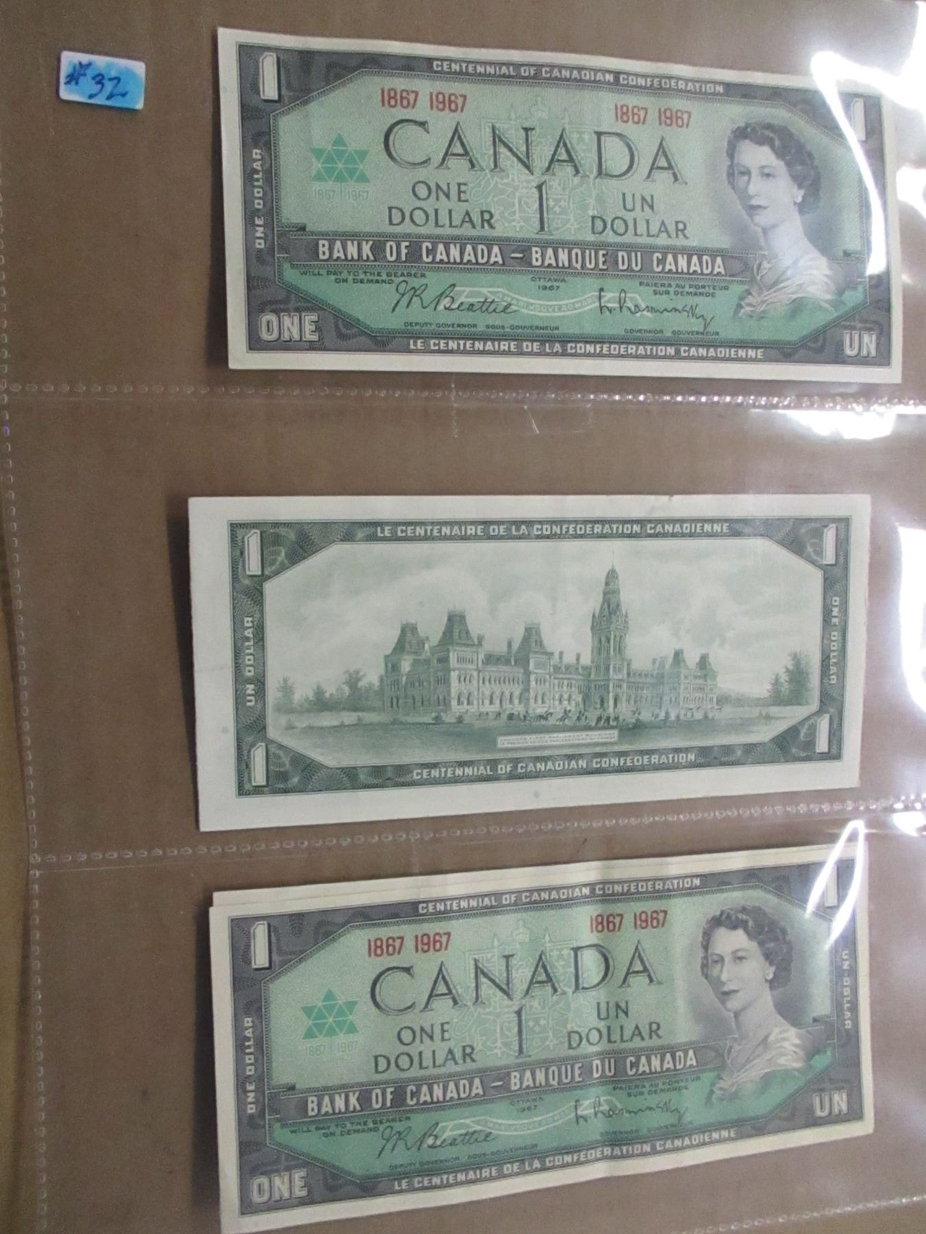 1967 NO SERIAL NUMBERS LAST OF CANADA CENTENNIAL $1 BILLS