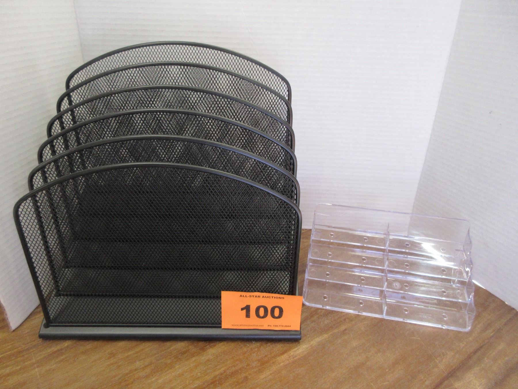 BLACK MESH FILE SORTER & BUSINESS CARD HOLDER